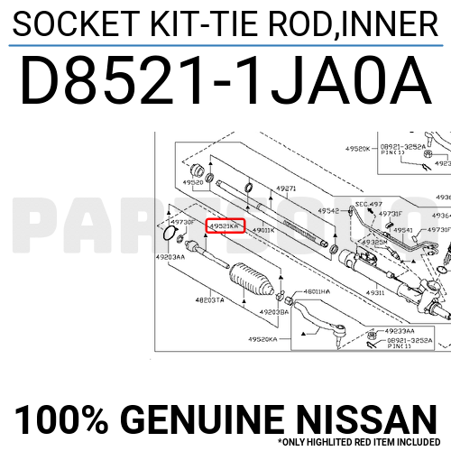 D85211JA0A Genuine Nissan SOCKET KIT-TIE ROD,INNER D8521-1JA0A | eBay