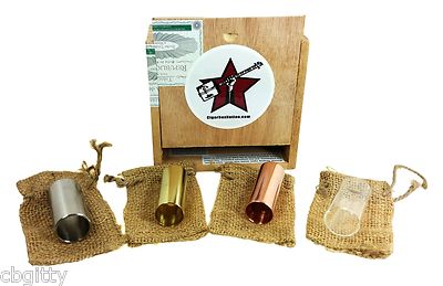 Cigar Box Guitar Slide Gift Set - 4 Special Slides Packaged in Wooden ...