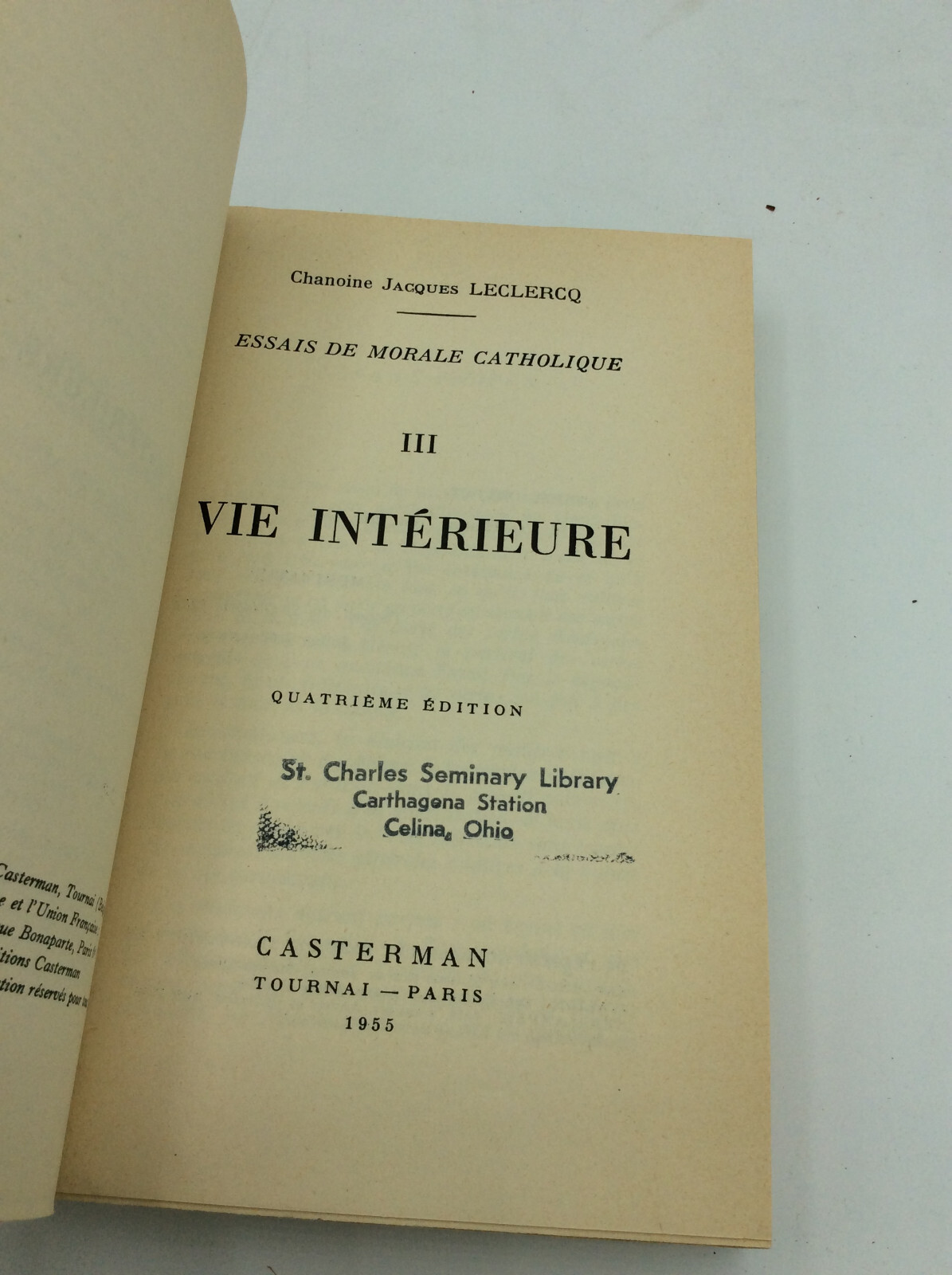 ESSAIS DE MORALE CATHOLIQUE by Chanoine Jacques Leclercq - 1953 - 4 Vol ...
