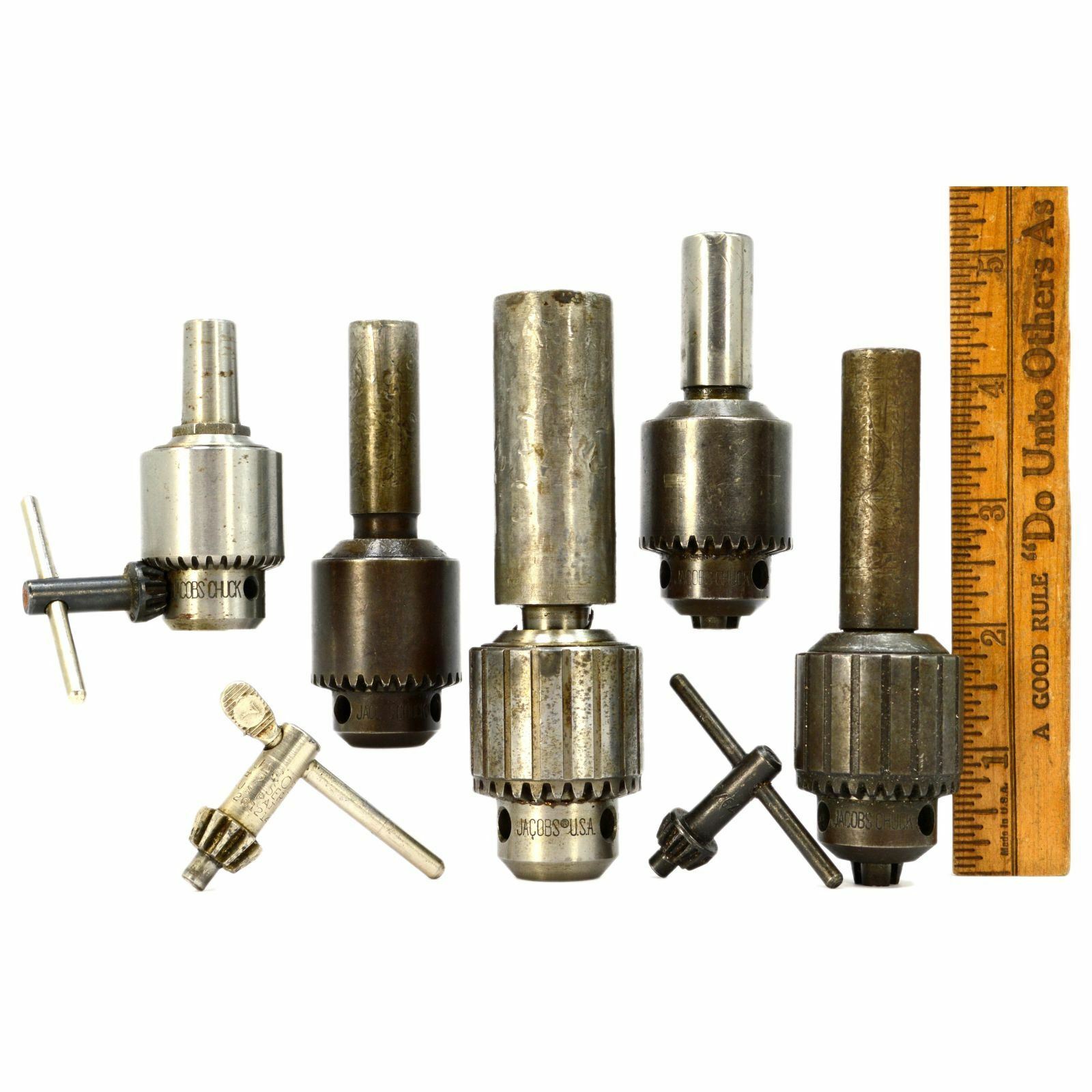 Vintage JACOBS CHUCK Lot of 5 DRILL CHUCKS + Keys 3-No. 7's, 1B & 31-02 ...