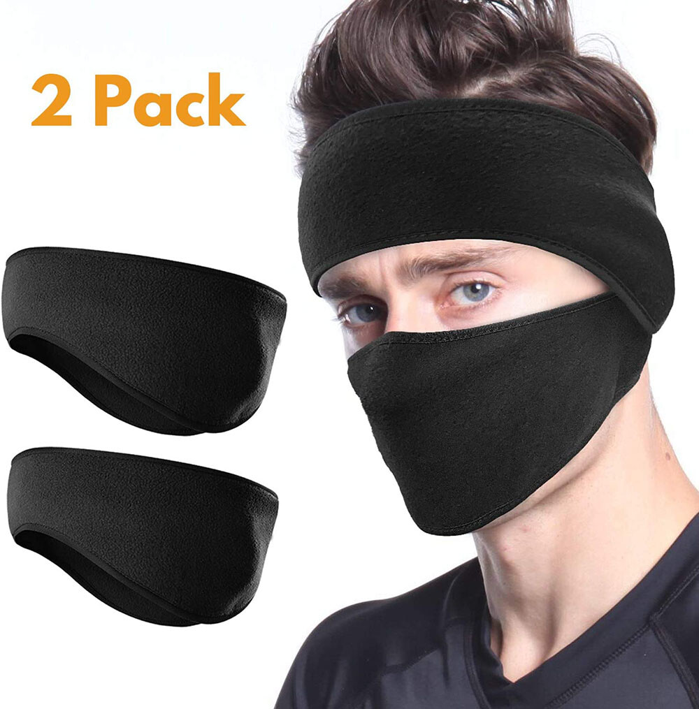 2Packs Ear Warmer Headband Winter Fleece Ear Cover Headband for Outdoor ...