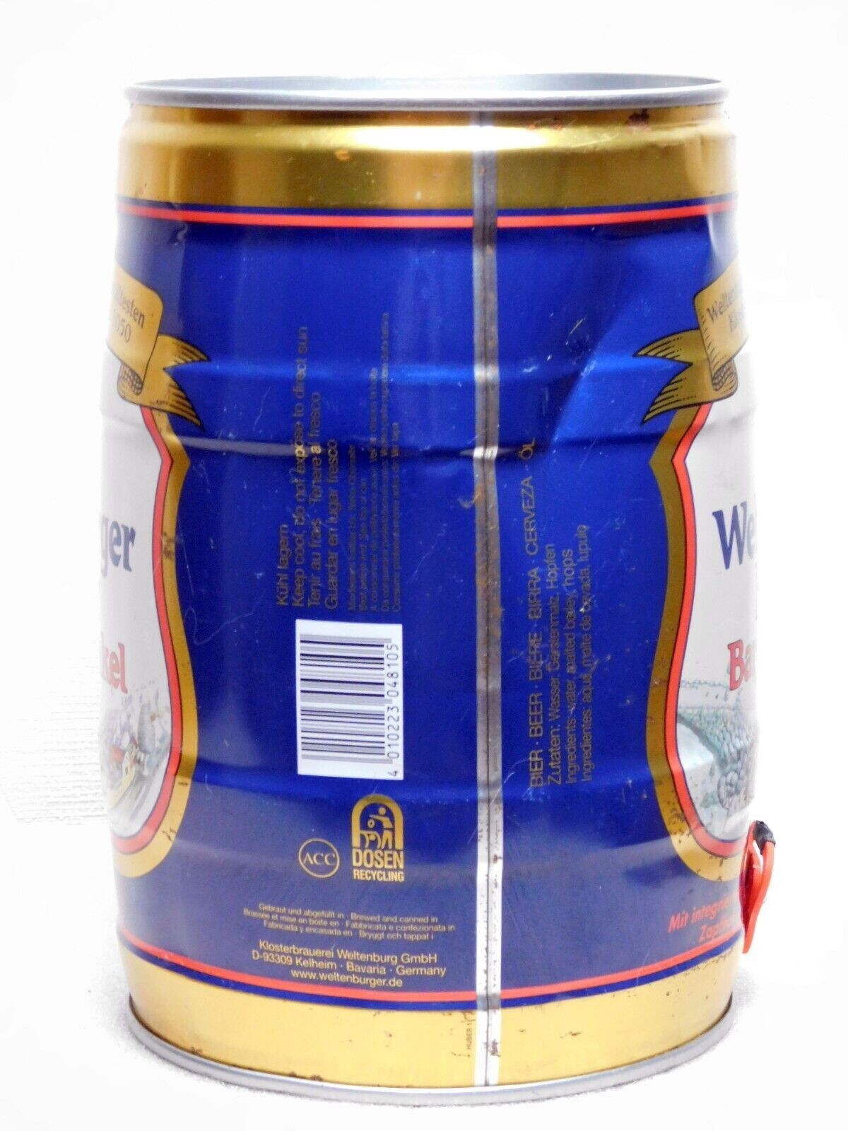 EMPTY Beer Barrel WELTENBURGER KLOSTER Keg Galon Barrel 5L Germany 2015 ...