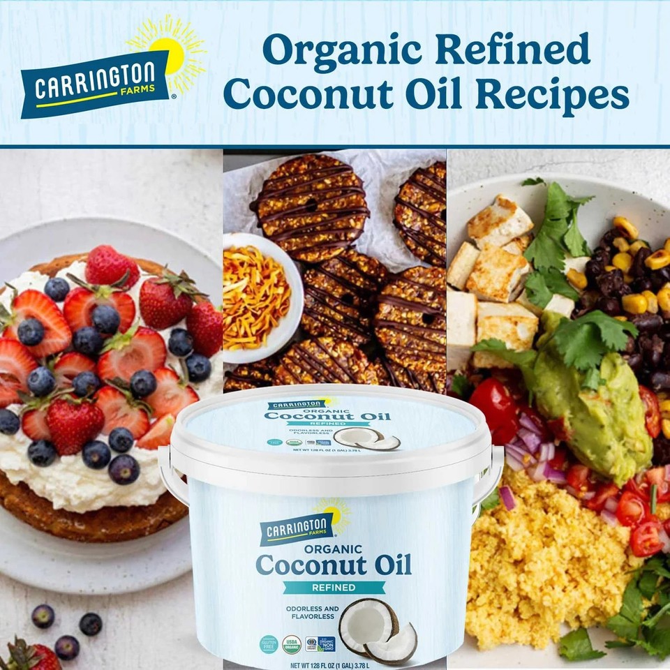 Carrington Farms Refined Coconut Oil 128 fl oz – Large Cooking Oil | eBay