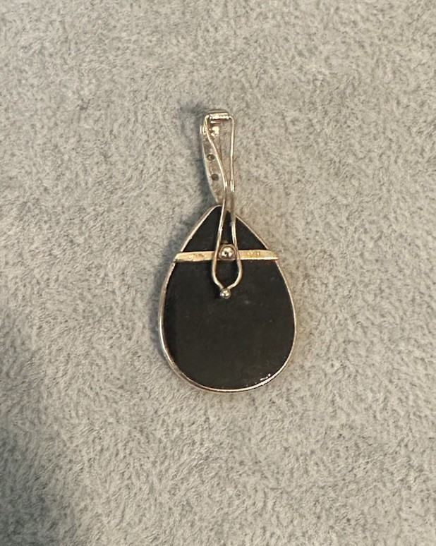 Vintage Signed 14k Gold, Black Onyx, Diamond & Opal Chip Mosaic Doublet ...