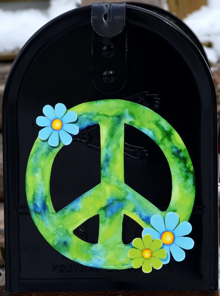 Mailbox Magnet (Partial Cover) Peace Sign Groovy Daisy Daisies Mail Box ...