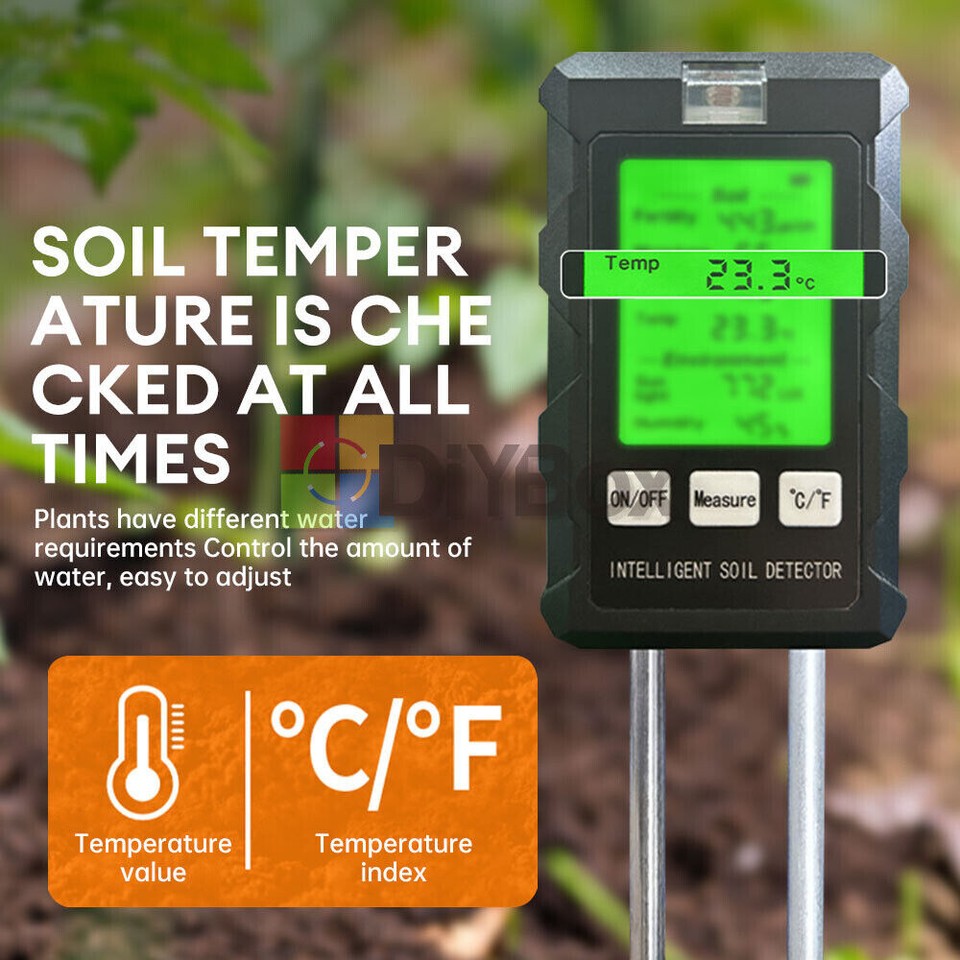 6-in-1 PH Tester Soil Water Moisture Light Test Meter Temp Humidity ...
