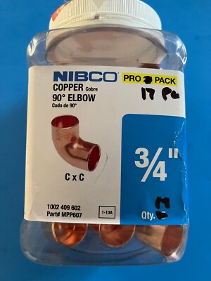 NIBCO Pro 17 Pack, Copper 90 Degree Elbow , CxC , MPP607 , 3/4" | eBay