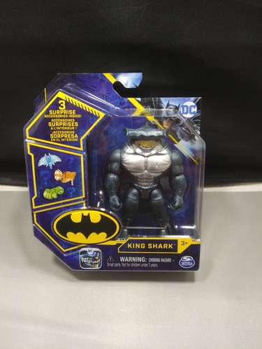2022 DC King Shark Figure Silver & Blue 3 Surprise Accessories Spin ...