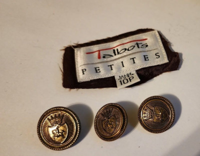 3 Talbots Blazer Jacket Replacement Buttons Gold Tone 15/16" 13/16 ...