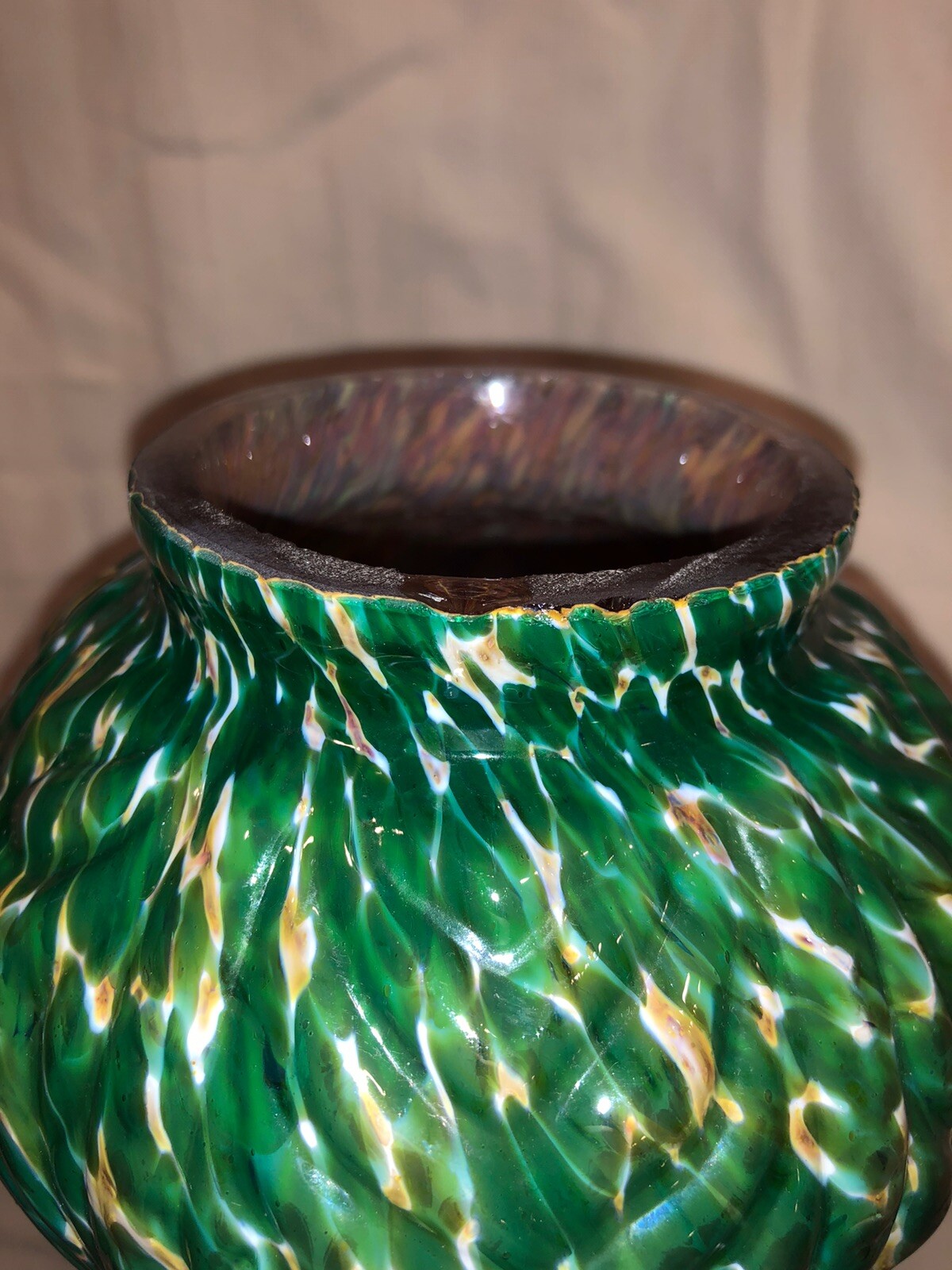 Stephen Fellerman Hand Blown Iridescent Studio Art Glass Hanging Lamp ...