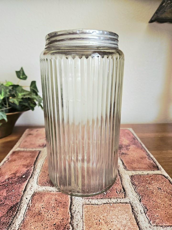 Vintage Ribbed Glass Hoosier Tall Canister Jar | eBay
