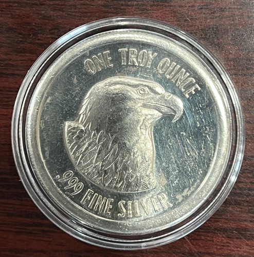 High Relief Bald Eagle “Pure Silver Assay No.183” .999 1oz Silver Round ...