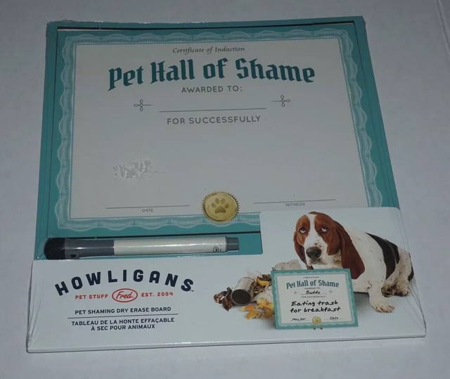 Fred Howligans Funny Pet Shaming Kit Dry Erase MDF Board Wall Decor ...
