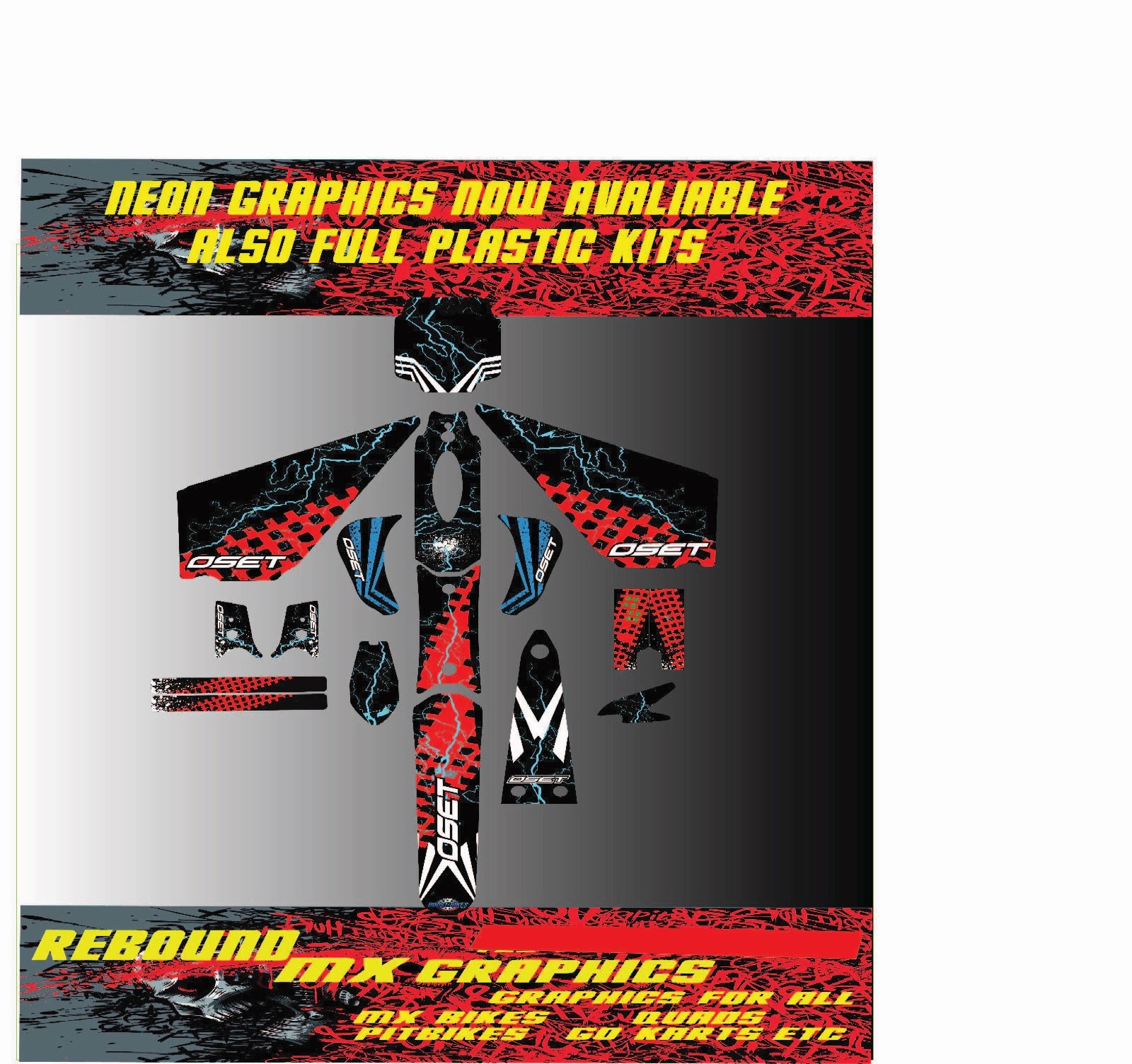 OSET 20.0 TRIALS BIKE FULL GRAPHICS KIT-FULL STICKER KIT-DECALS-OSET ...