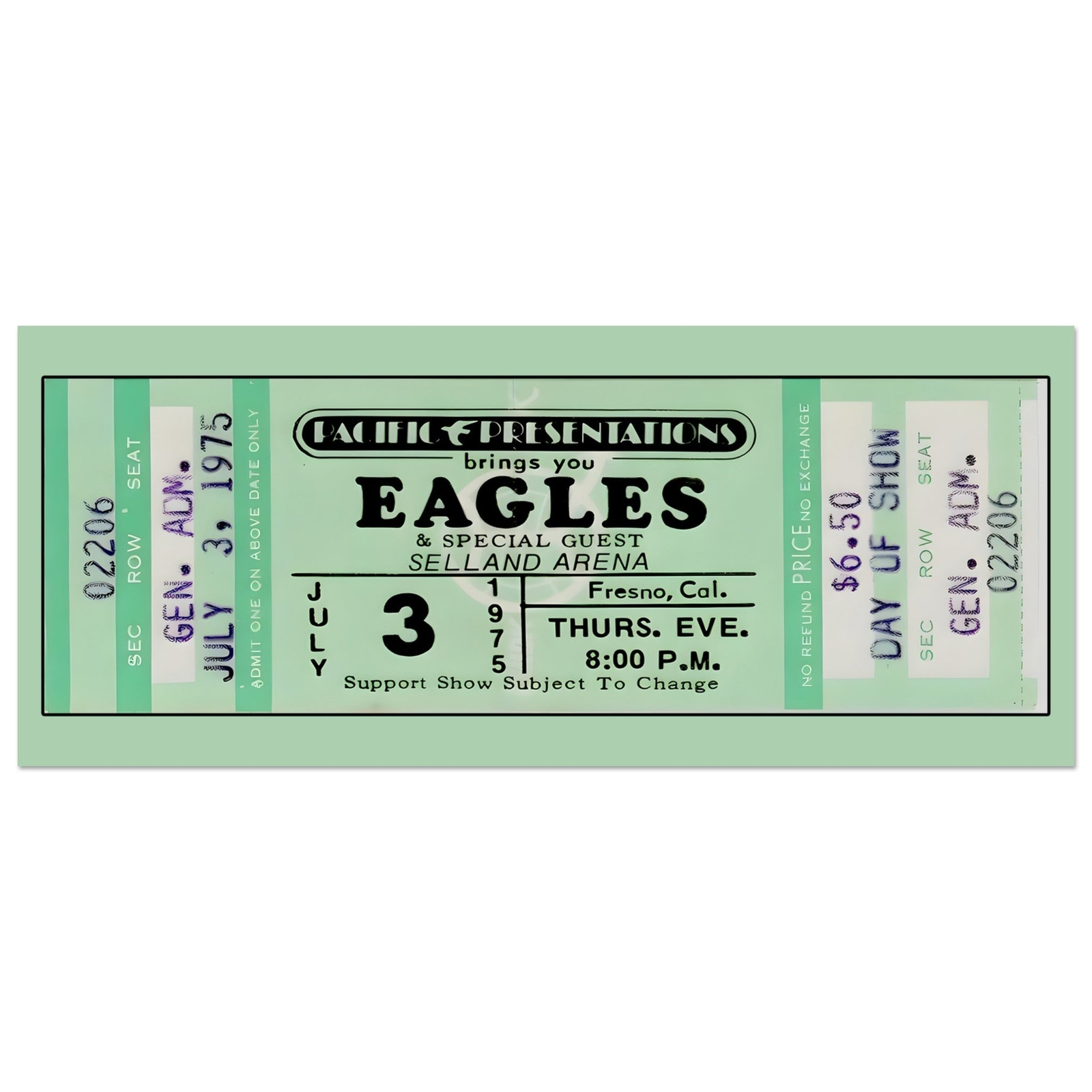 The Eagles 1975 Concert Ticket Stub Art Print Poster One Of These ...