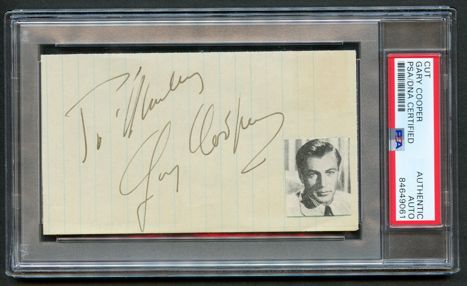 Gary Cooper signed autograph auto 3x5 cut Actor Pride of the Yankees ...