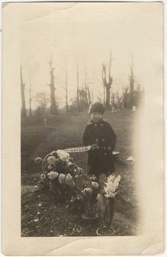 Child by Cemetery Graveside Graveyard with Flowers Original Memorial ...