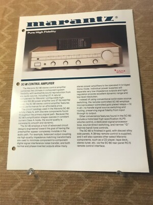 ORIGINAL MARANTZ - SC-80 CONTROL AMPLIFIER - PURE HI-FI D1105 | eBay