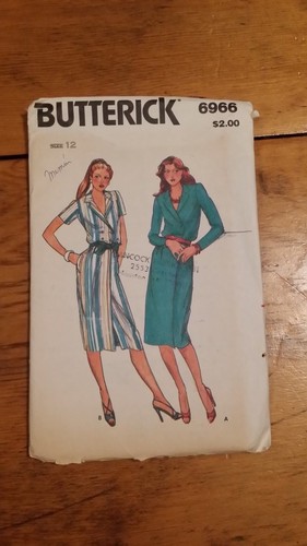 BUTTERICK LADIES DOUBLE BREASTED DRESS PATTERN 6966 SIZE 12 FREE ...