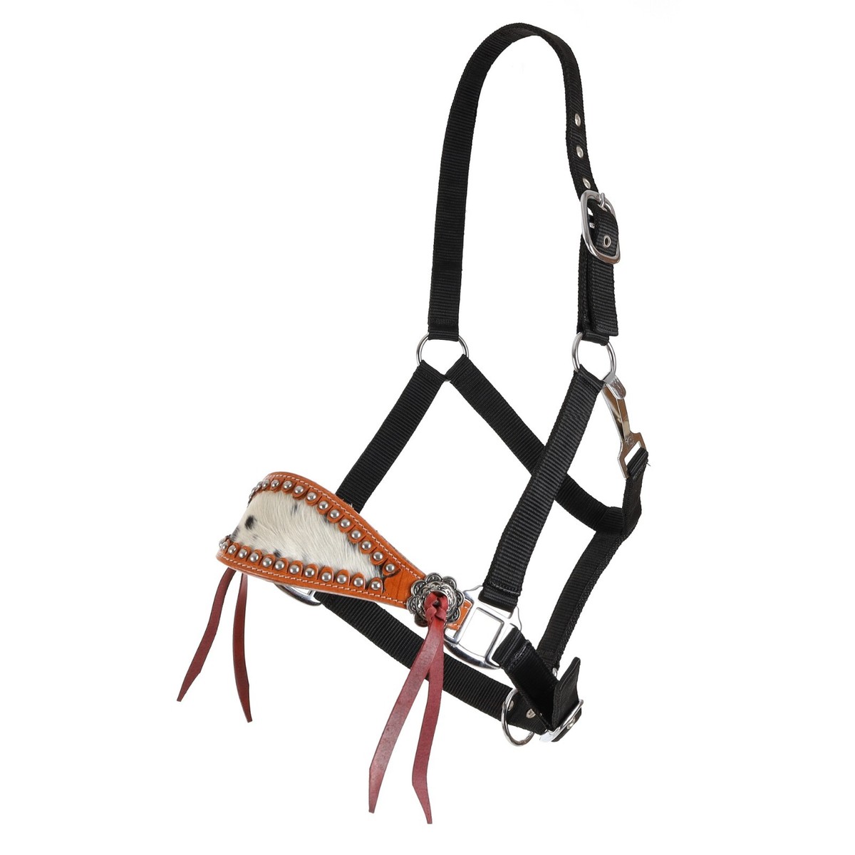 Rope Bronc Halter Noseband Showman Black Nylon Bronc Nose Halter With