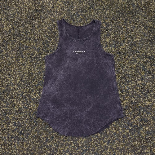 Youngla YLA Ribbed Black Marble Tank Top Gym Athletic Shirt Mens Size ...