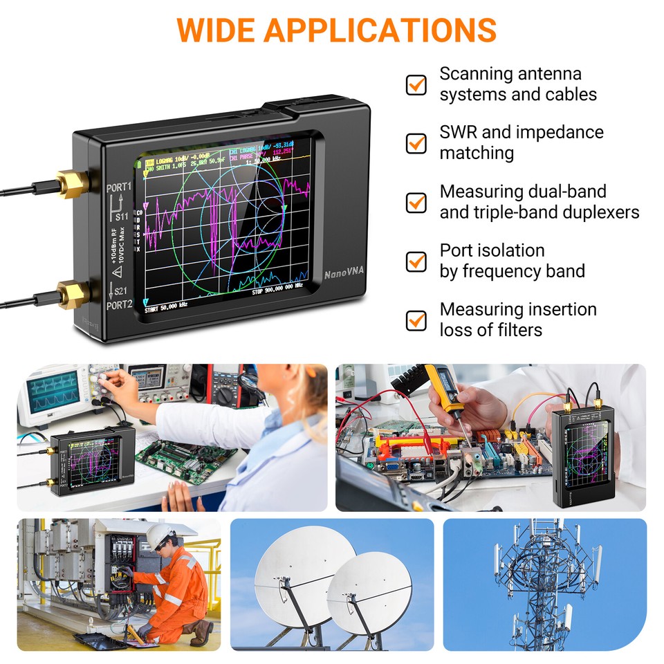 NanoVNA-H Vektor Netzwerk Antenne Analyzer 10KHz-1.5GHz MF HF VHF UHF ...
