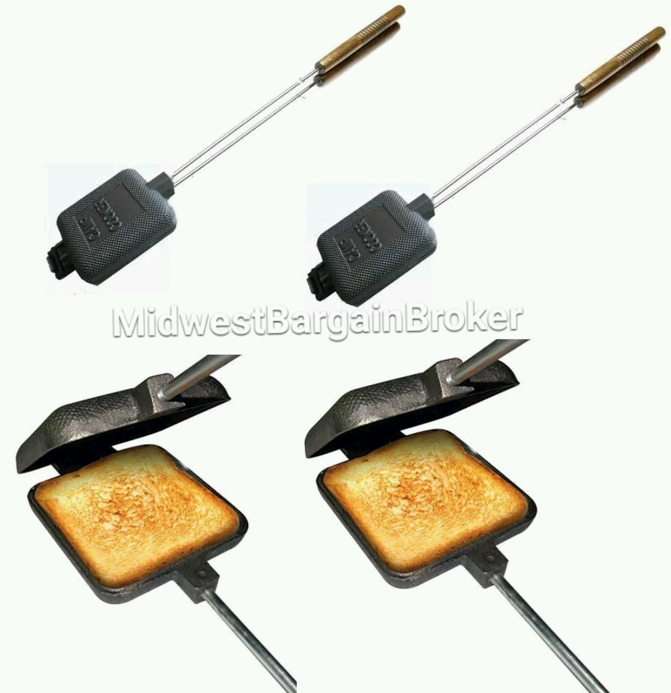 2 Cast Iron Campfire Pie Cookers Sandwich Makers NEW! Campfire Pan ...