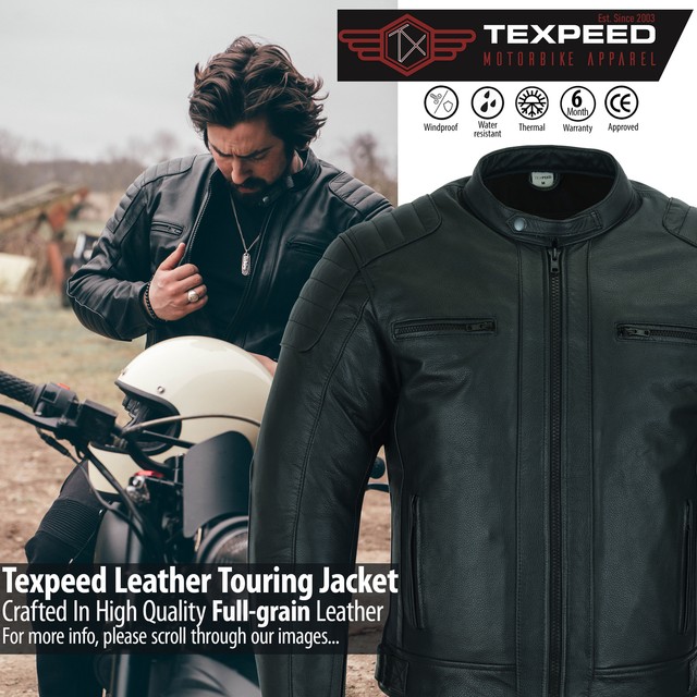 Texpeed ‎LJ-BK-DIA-L Leather Motorcycle Jacket, Size L - Black for sale ...
