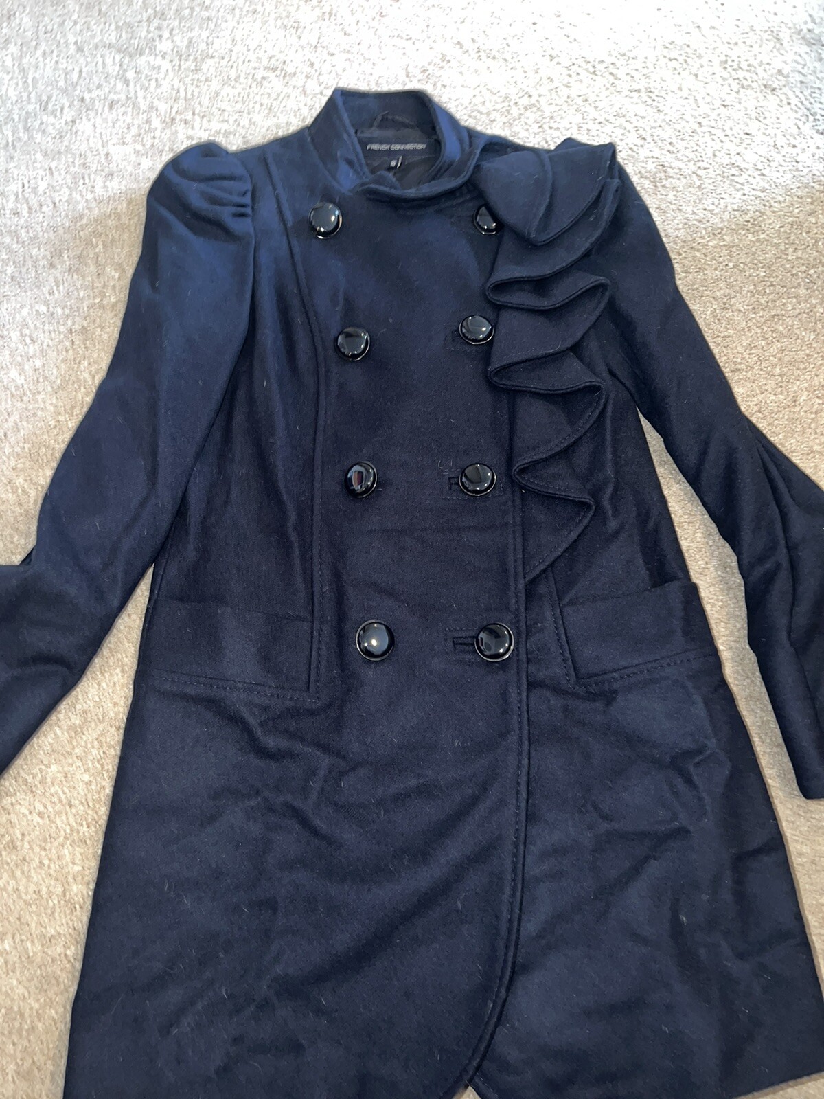 FRENCH CONNECTION WOOL FRILL Coat, Navy UK 10 | eBay UK