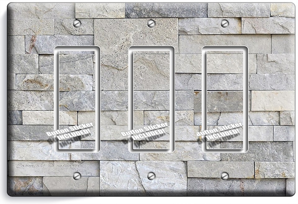 RUSTIC GRAY STACKED STONE STYLE LIGHT SWITCH OUTLET WALL PLATE KITCHEN ...
