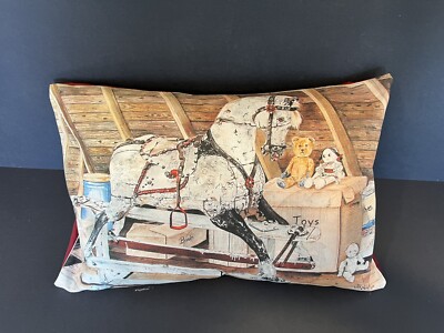 Antique Rocking Horse Pat Wiles Art print 12x16 Throw Pillow Attic ...