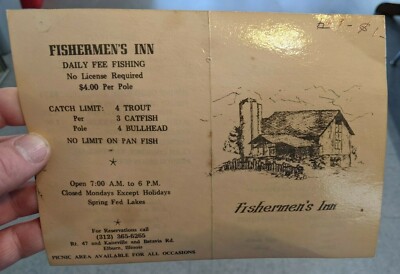 Vintage Fisherman's Inn Menu Elburn IL Fishing Trout Rare Gimlet | eBay
