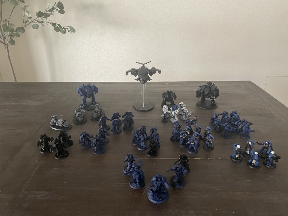 Warhammer 40K Army Lot Ultramarines Partially Assembled/Painted+Paints ...