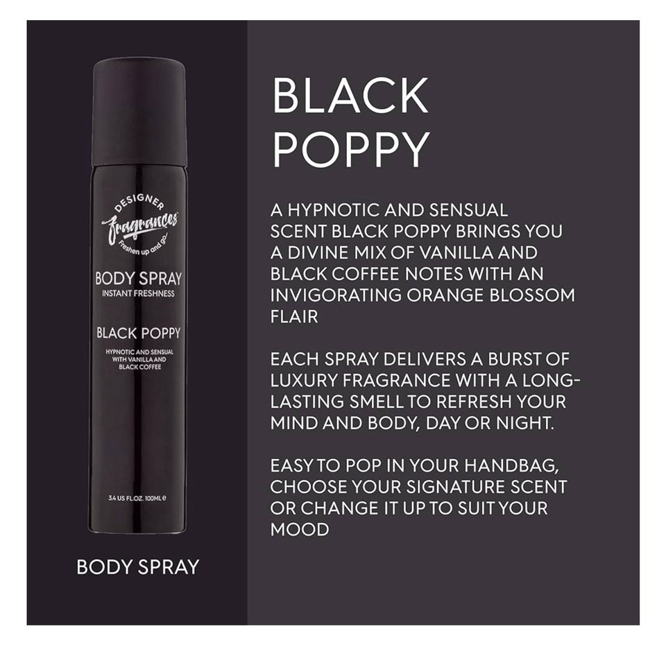 Designer Fragrances 6 Pack Body Spray Tu Est Belle,Daisee,Black Poppy ...