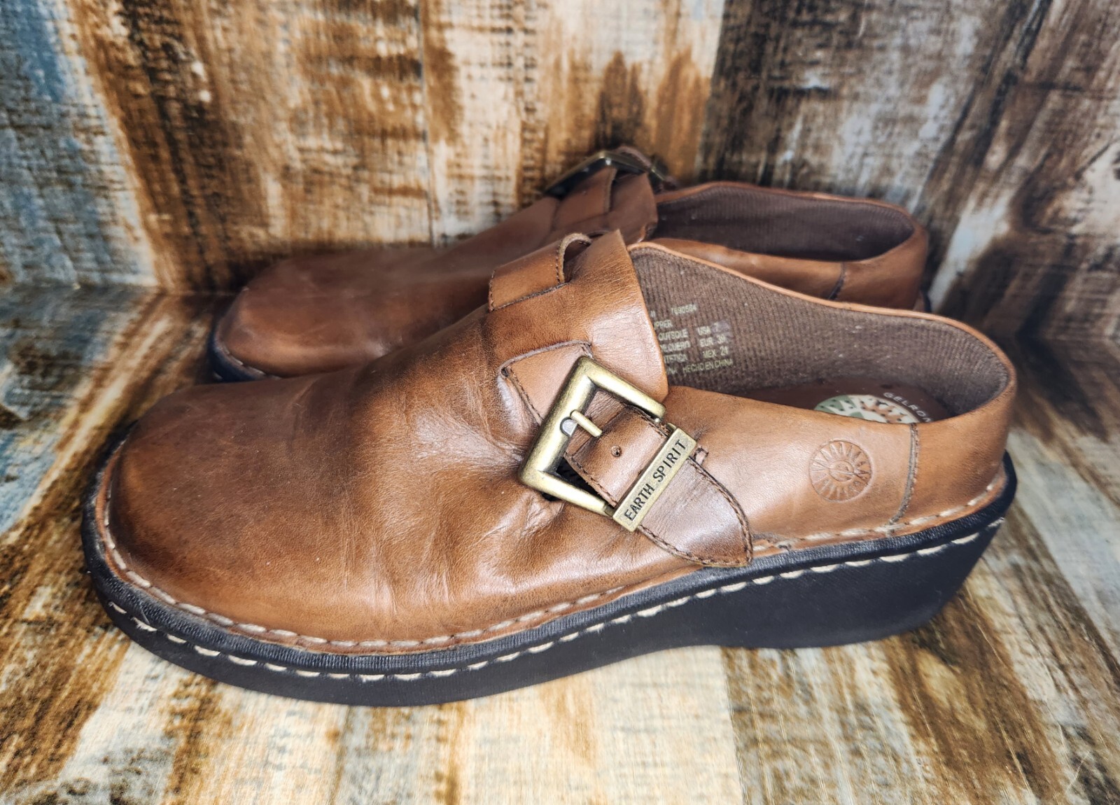 Earth Spirit Leather Shoes Hickory II Brown Mules Clo… - Gem