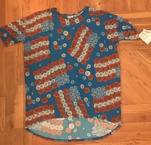 Lula Roe NWT Women's Size Large Irma Blue Floral Shirt | eBay