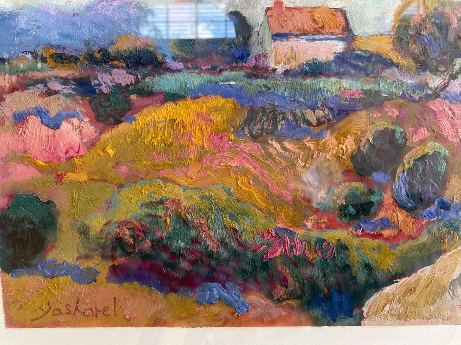 Yasharel Manzy, (b. 1947) Framed Impressionist Oil on Paper Landscape ...