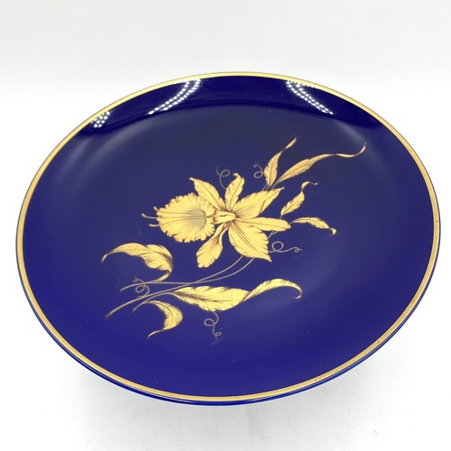 Echt Taeger Cobalt Blue Round Plate Bavaria Germany Gold Trim Floral | eBay