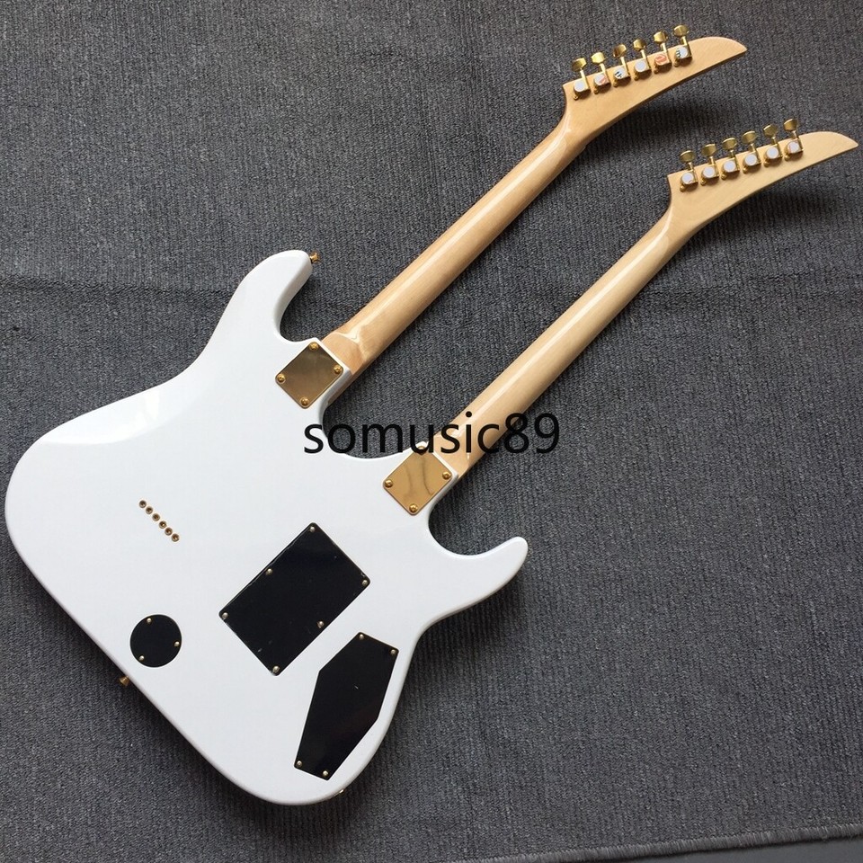 Left Handed Double Neck Electric Guitar Maple Fretboard Star Inlay Gold ...