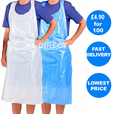 Disposable Plastic Aprons Blue / White Polythene Eco Flat Pack ...