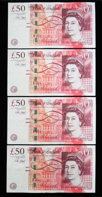 2010 BANK OF ENGLAND 50 POUND 4 CONSECUTIVE CU BANKNOTES | eBay