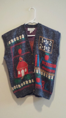 Vintage Tacky Teacher Sleeveless Cardigan - Sweater Loft - Large L ...