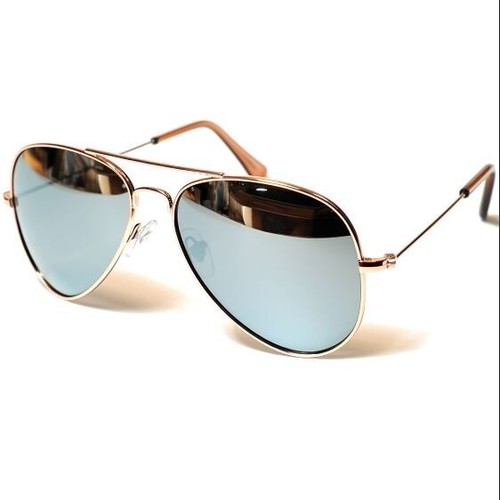 SILVER MIRROR LENS AVIATOR STYLE GOLD METAL FRAME SUNGLASSES UV400 ...