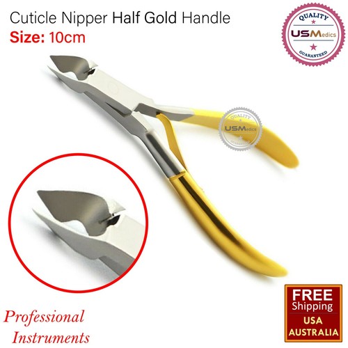 Cuticle Nipper Nail Cutter 10cm Half Gold Handle Hard Steel Nippers ...