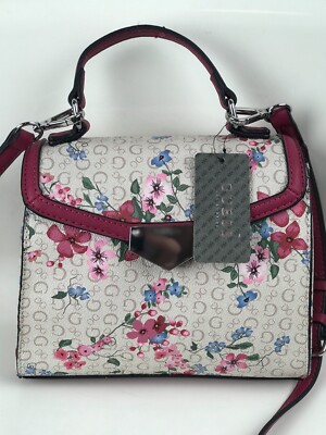 NWT GUESS Kinney Women's Logo Pink Rose Floral Print Crossbody Handbag ...