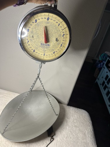 Antique Vintage Scales -20# Taylor Produce Hanging Scale Basket ...
