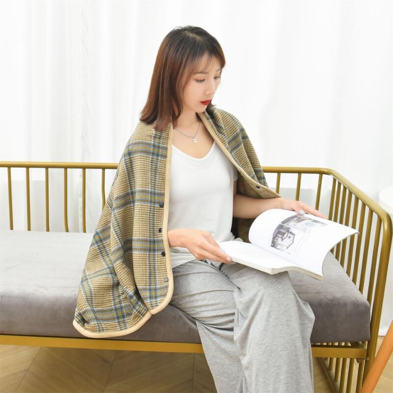 Student Flannel Blanket Plaid Poncho Thermal Wrap Fleece Lined Shawl ...