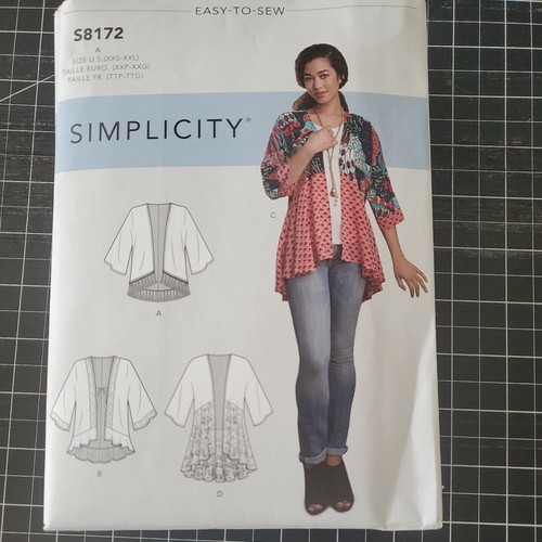 Simplicity S8172 misses Kimono w/4 lengths fabric trim variations | eBay
