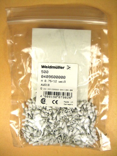 Weidmuller - 0462900000 - Terminal, Wire End Ferrule, AWG18, White ...