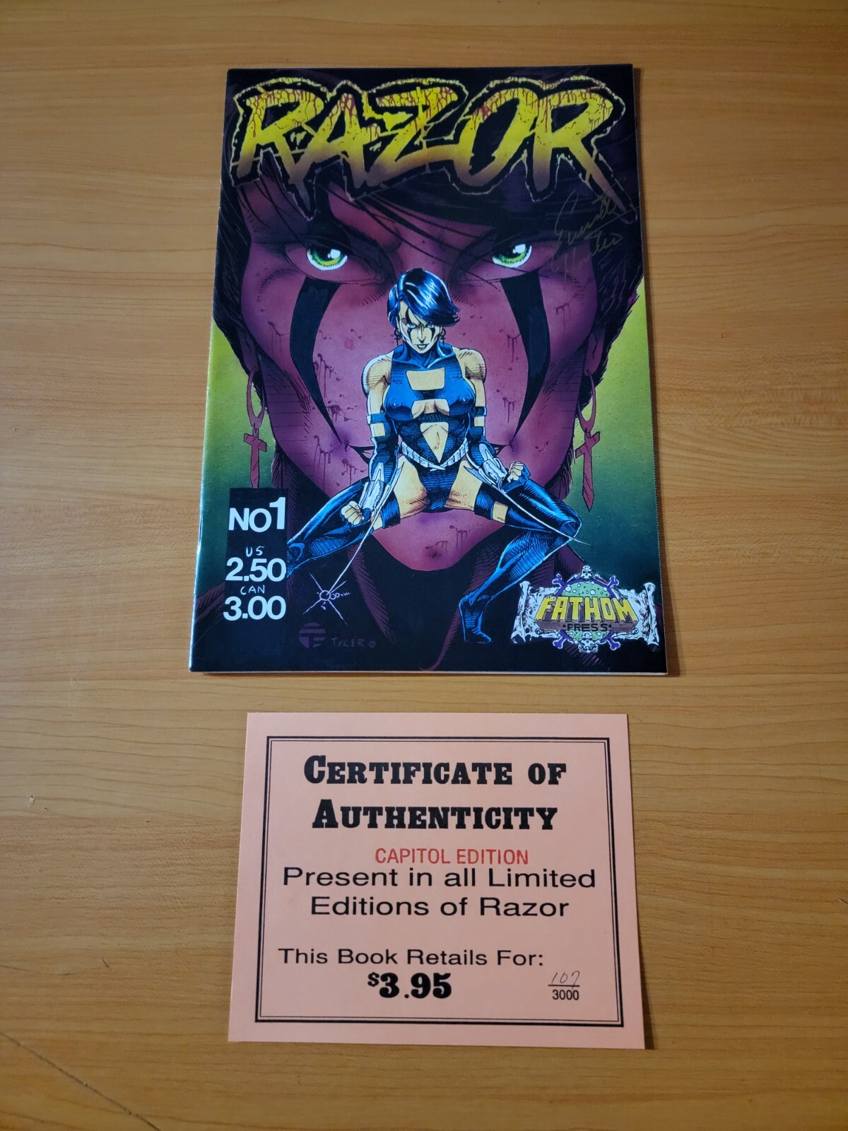 Razor #1 SIGNED Everette Hartsoe /w COA ~ NEAR MINT NM ~ 1992 London ...